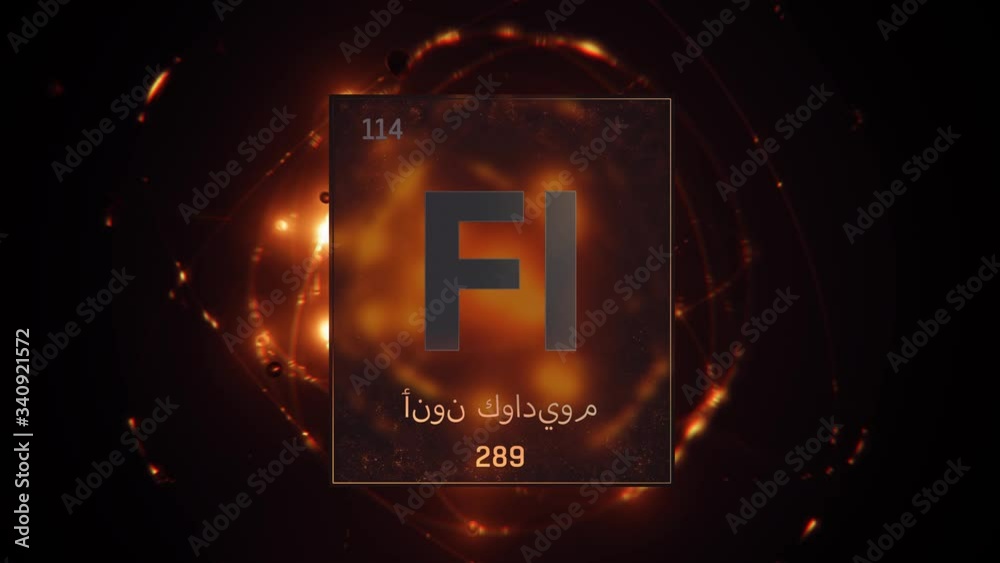 Flerovium as Element 114 of the Periodic Table. Seamlessly looping 3D ...