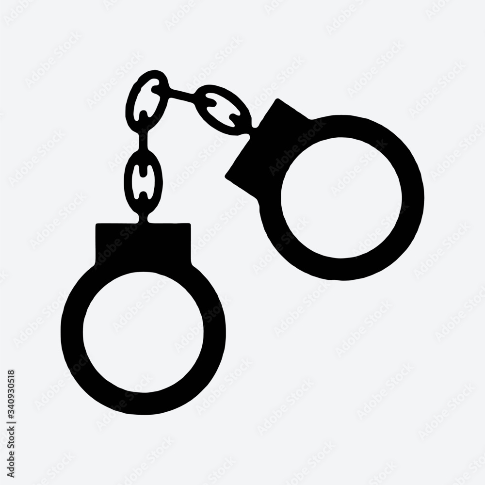 Poster handcuffs single vector icon symbol – Wall Art | UkPosters