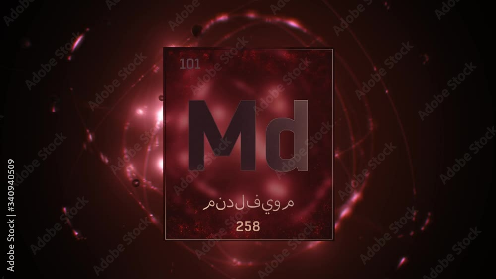 Mendelevium as Element 101 of the Periodic Table. Seamlessly looping 3D ...
