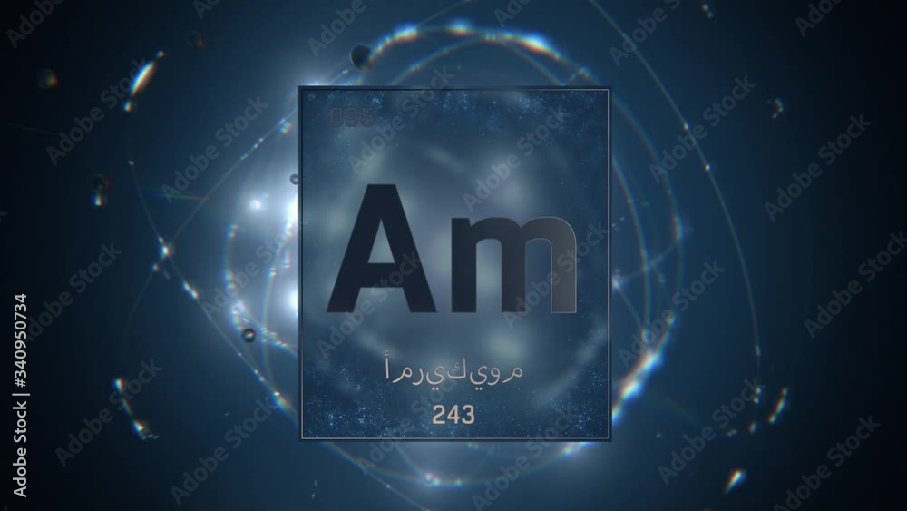 Americium as Element 95 of the Periodic Table. Seamlessly looping 3D ...