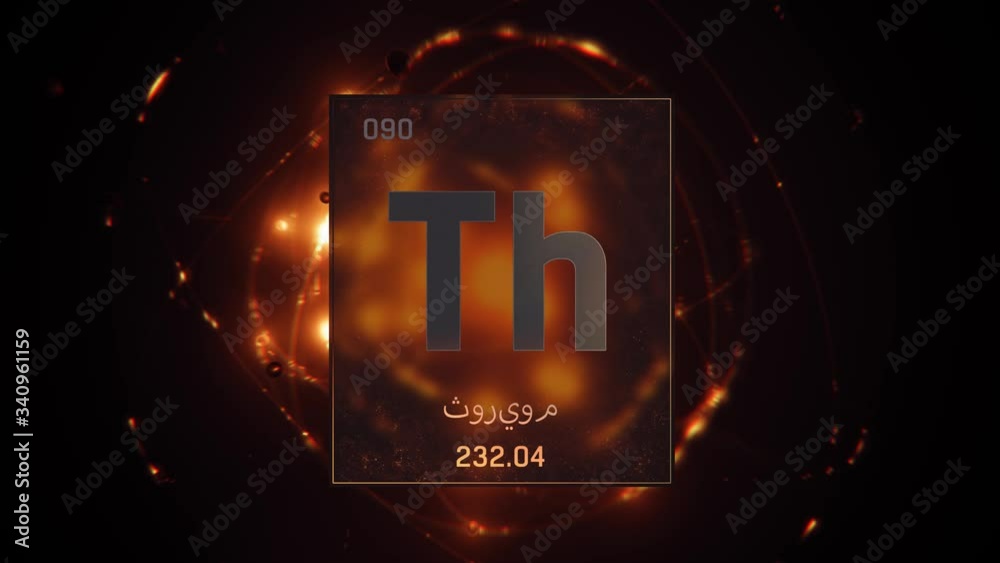 Thorium as Element 90 of the Periodic Table. Seamlessly looping 3D ...
