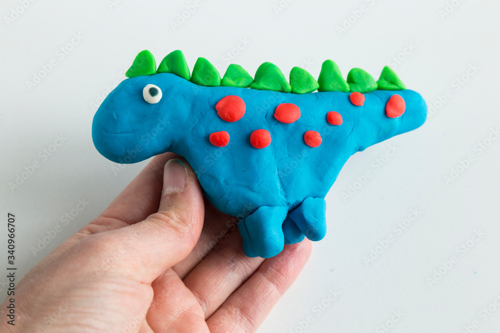 step by step making dinosaur with play dough for children's activity in ...