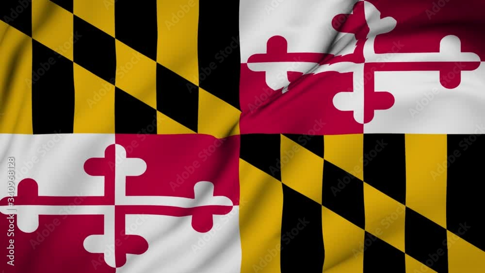 maryland flag is waving 3D animation. maryland flag waving in the wind ...