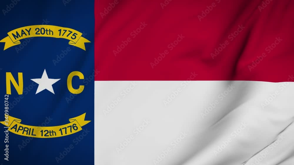 state of north carolina flag is waving 3D animation. north carolina ...