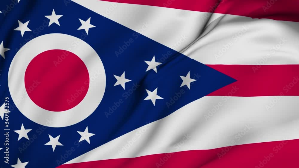 ohio flag is waving 3D animation. State of ohio flag waving in the wind ...