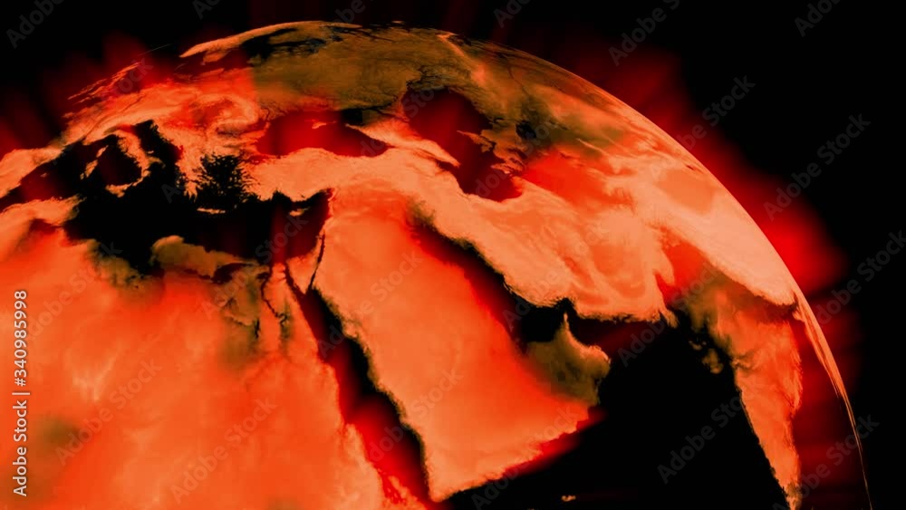 Global warming globe shows radiation and temperature. Climate change ...
