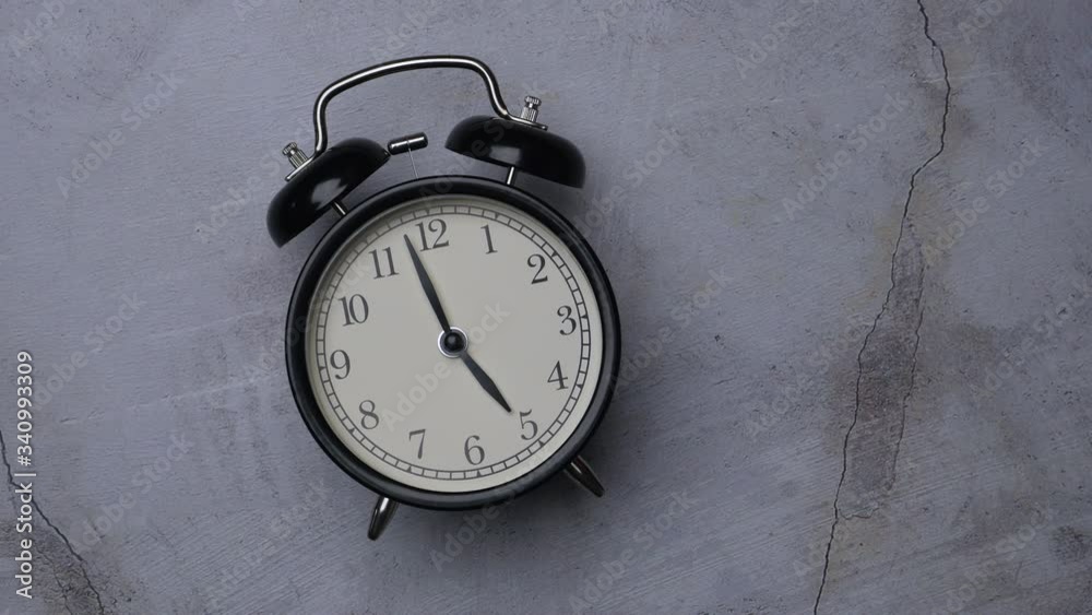 Classic Vintage Black Alarm Clock With Five Minutes Countdown Before ...