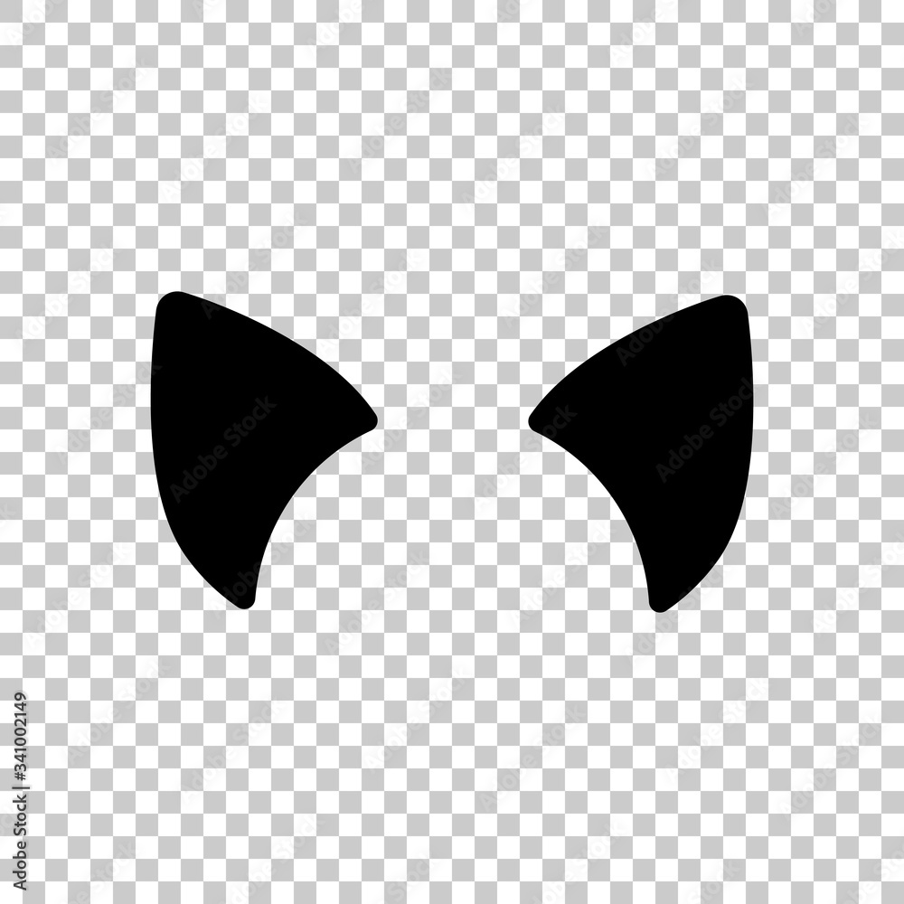 Cat ears, simple sign. Black symbol on transparent background เวกเตอร์ ...