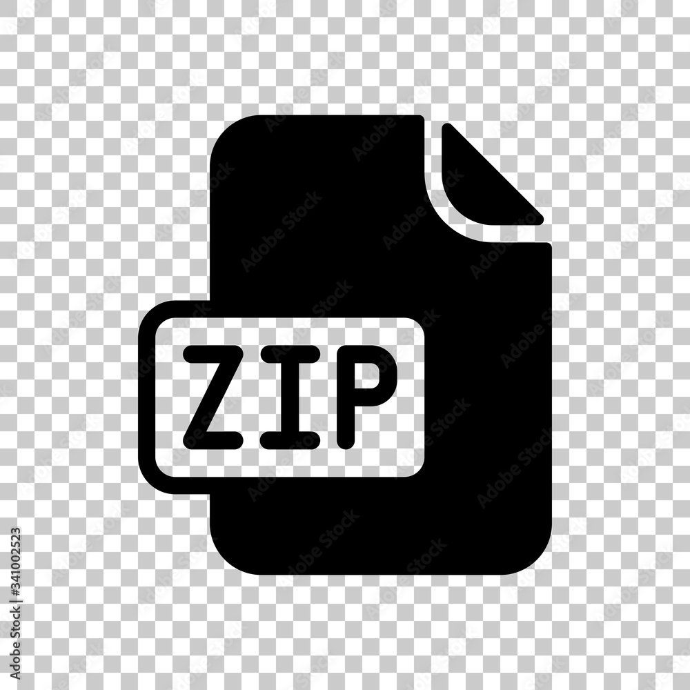Computer file, zip archive symbol. Black symbol on transparent ...