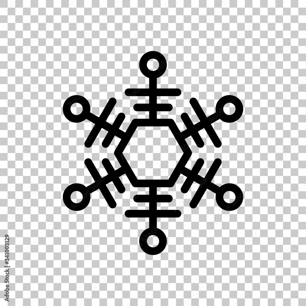 Simpe shape of snowflake, outline design. Black symbol on transparent ...