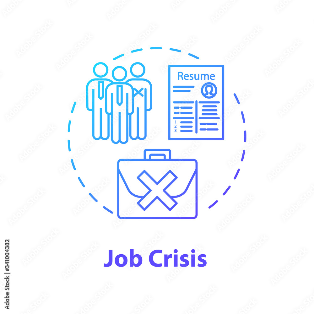 Job crisis concept icon. High unemployment rate, massive vacancy ...