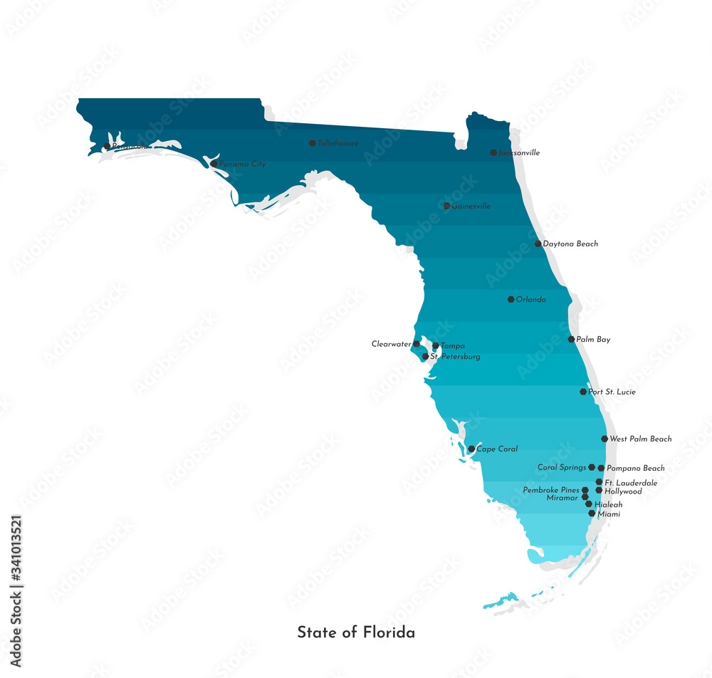 Vector isolated simplified illustration with map of State of Florida ...