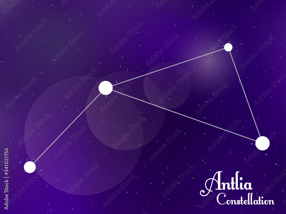Antlia constellation. Starry night sky. Cluster of stars, galaxy. Deep ...