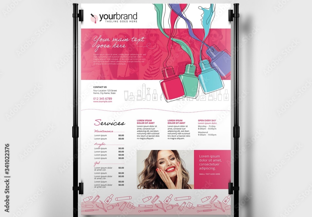 Nail Bar Poster Layout Stock Template | Adobe Stock