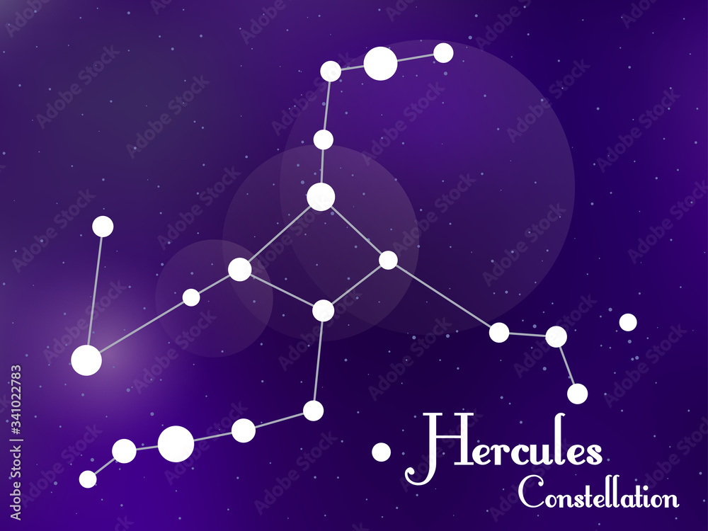 Hercules constellation. Starry night sky. Cluster of stars, galaxy ...