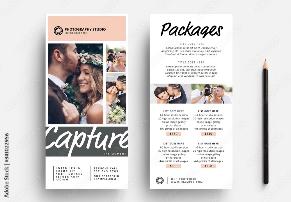 Stylish Photographer Rack Card Flyer Layout Stock Template | Adobe Stock