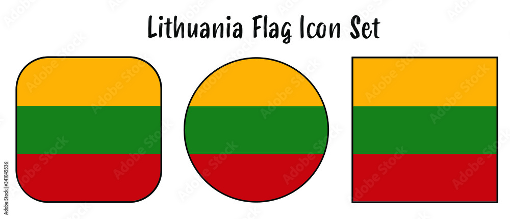 Lithuania Flag Button set - rounded, circle, and square for European ...