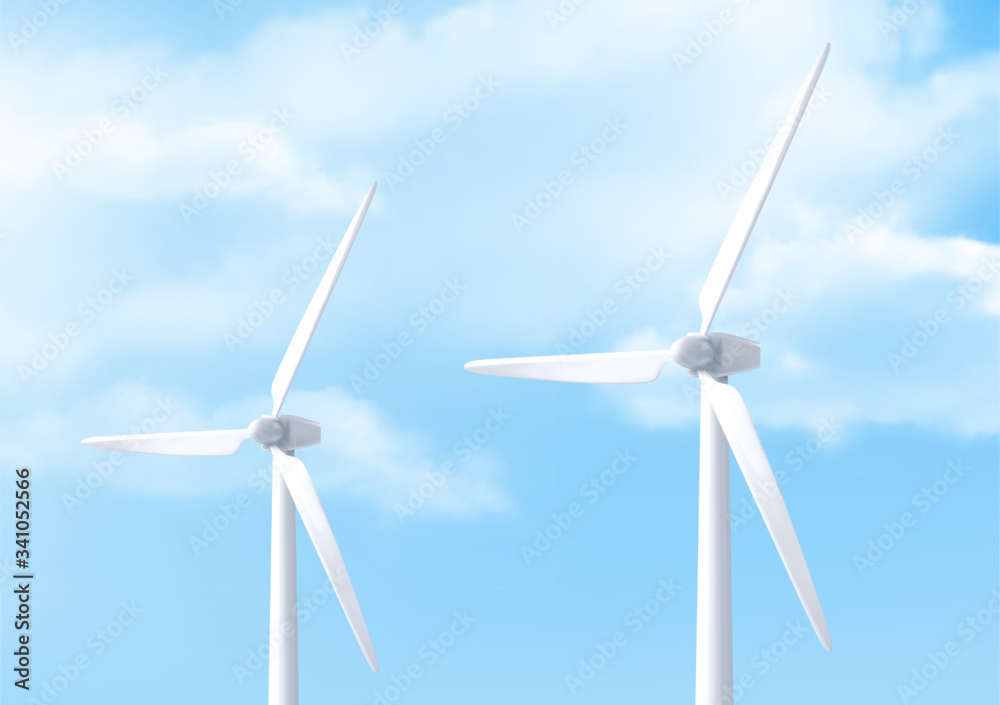 Wind turbine on background of sky. Alternative renewable power ...