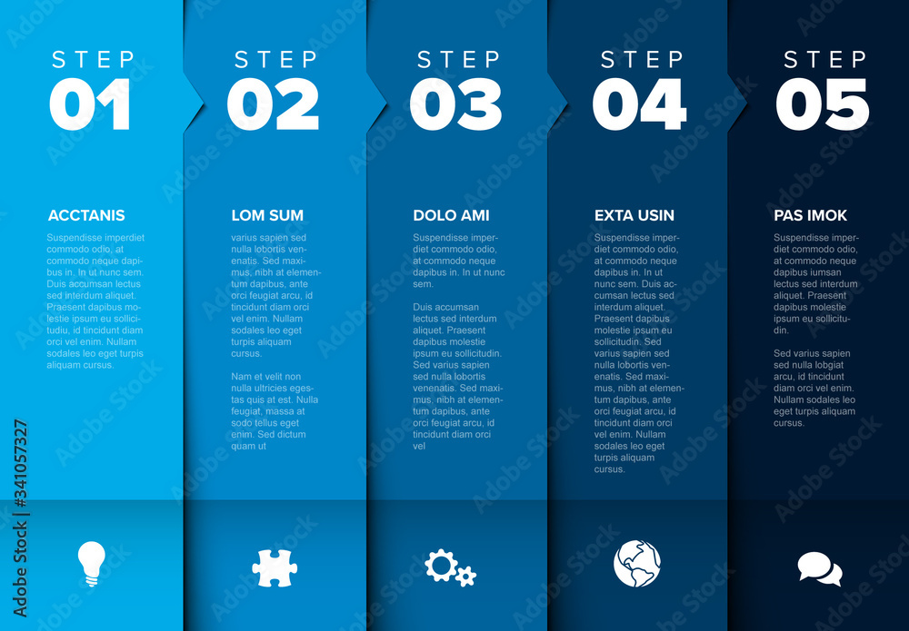 5 Steps Progress Page Layout Stock Template | Adobe Stock