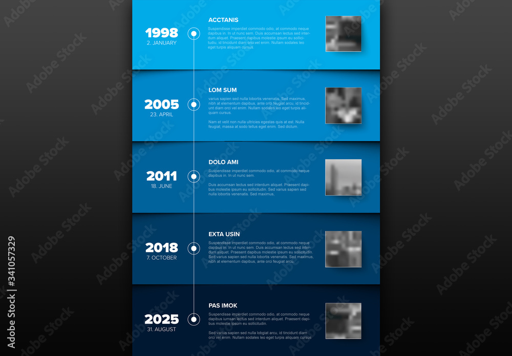 Blocks Timeline Layout with Photos Stock Template | Adobe Stock