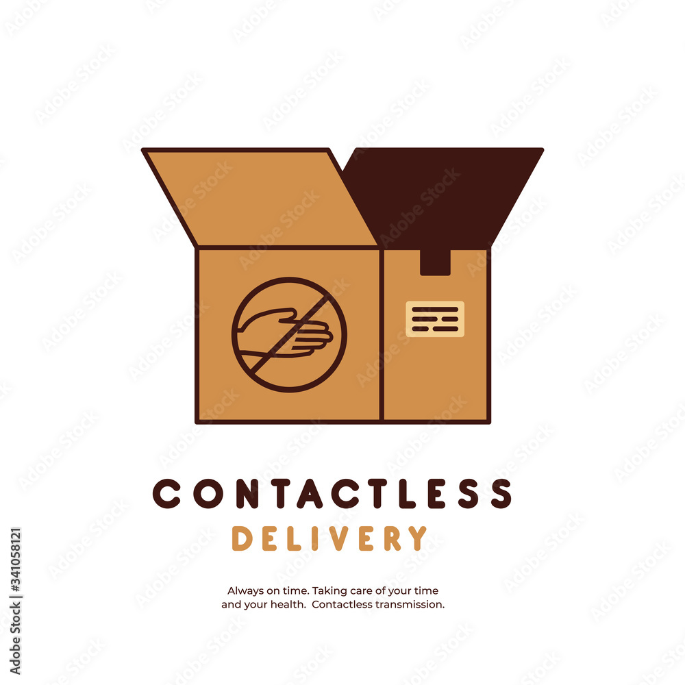 Contactless delivery concept. Safe and fast delivery. Hands free ...