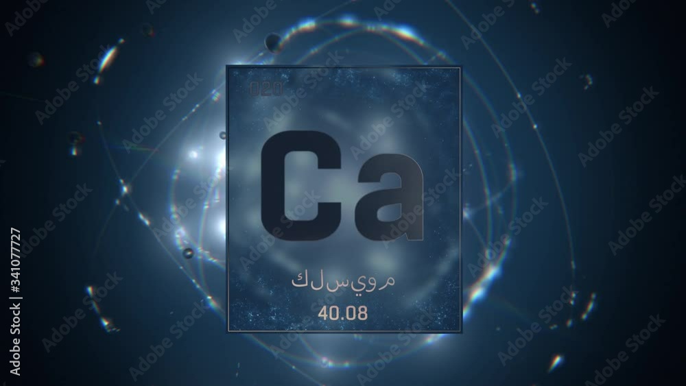 Calcium as Element 20 of the Periodic Table. Seamlessly looping 3D ...
