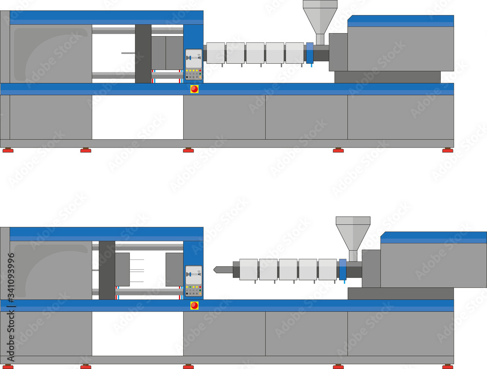 Diagram of the injection molding machine Stock Illustration | Adobe Stock