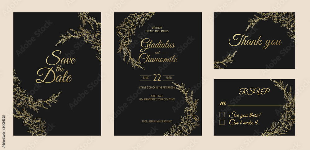 Minimalist wedding invitation card template design. Template, Frame ...
