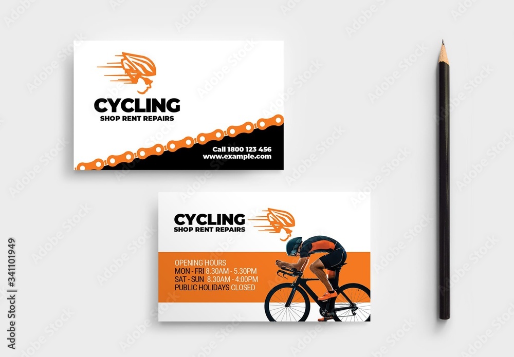 Cycling Shop Business Card Layout Stock Template | Adobe Stock