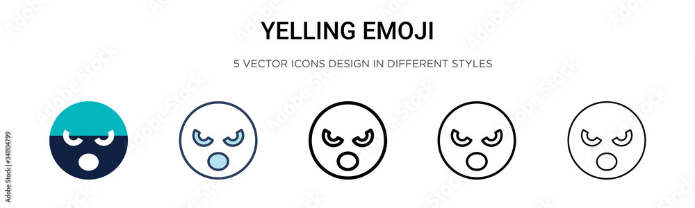 Yelling emoji icon in filled, thin line, outline and stroke style ...