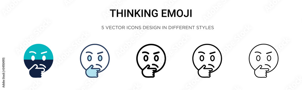 Thinking emoji icon in filled, thin line, outline and stroke style ...