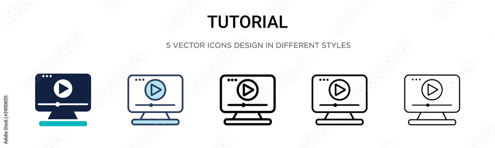 Vetor de Tutorial icon in filled, thin line, outline and stroke style ...