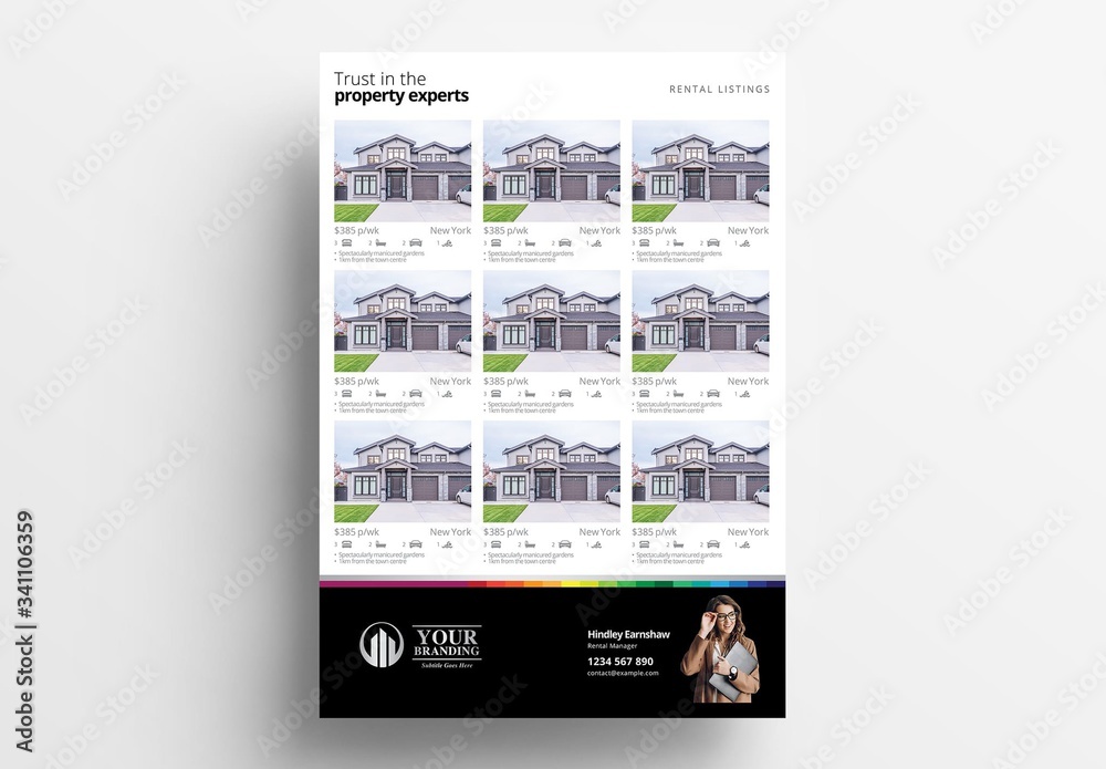 Real Estate Property Listing Sheet Layout Stock Template | Adobe Stock