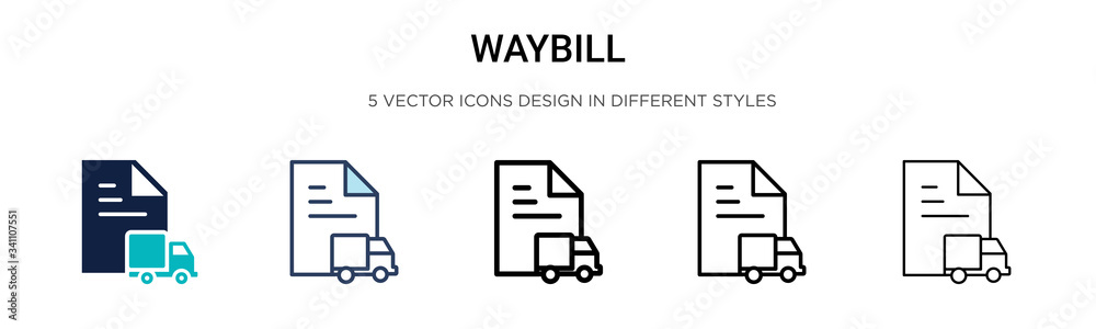 Waybill icon in filled, thin line, outline and stroke style. Vector ...