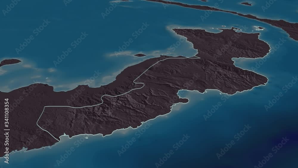 East New Britain, province with its capital, zoomed and extruded on the ...