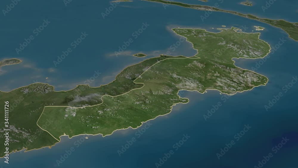 East New Britain, province with its capital, zoomed and extruded on the ...