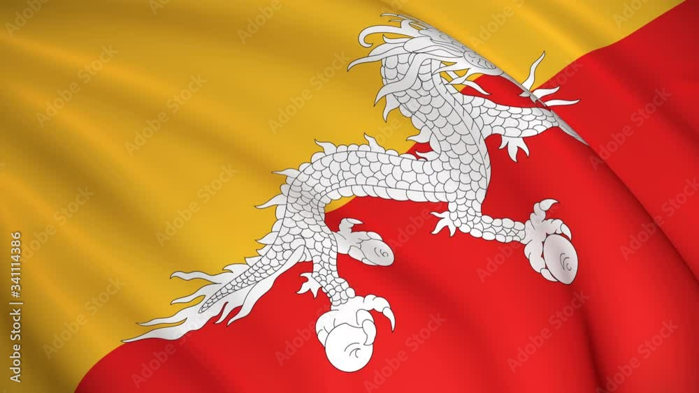 Bhutan National Flag - 4K seamless loop animation of the Bhutanese flag ...