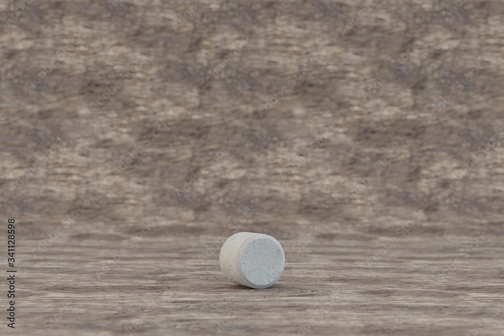 Concrete 3d point symbol. Hard stone sign on wooden background ...