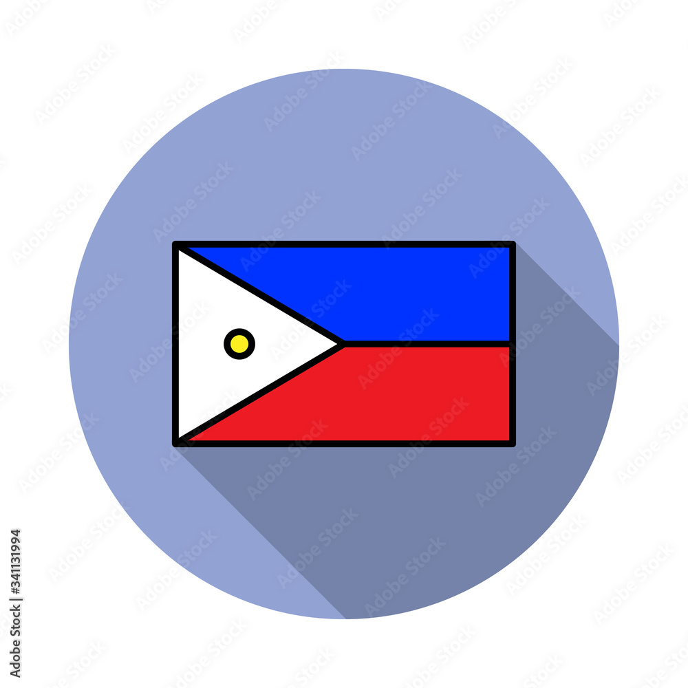 National flag of Philippines in simple colors with name icon long ...