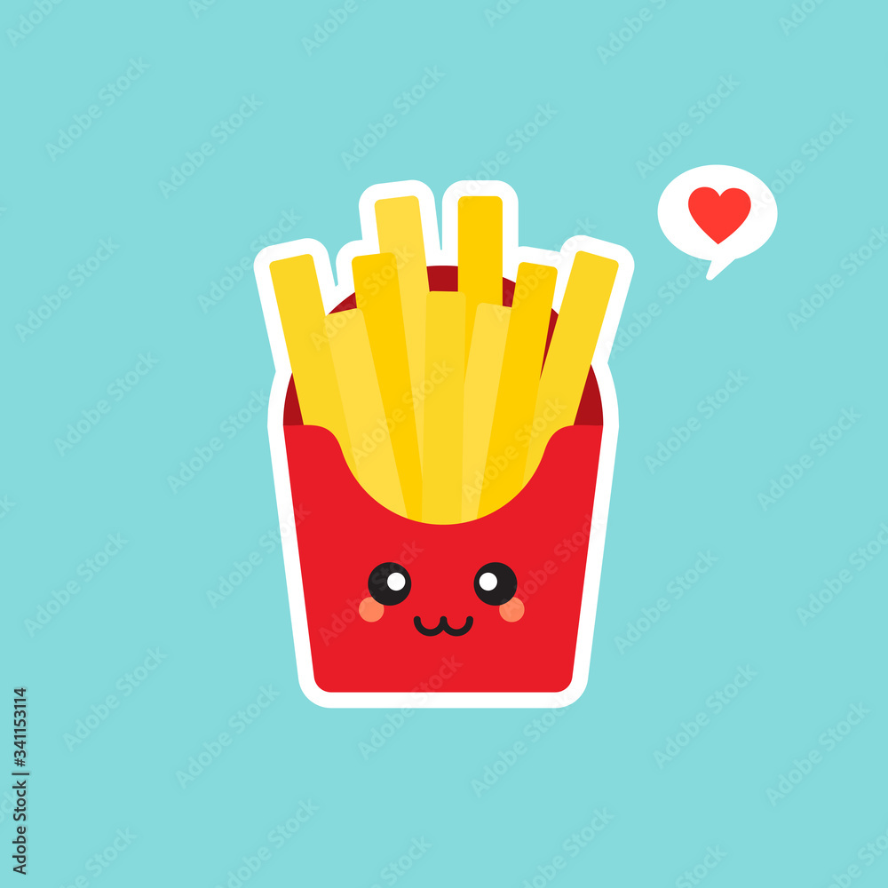 Happy French fries character with smiling human face . cartoon vector ...
