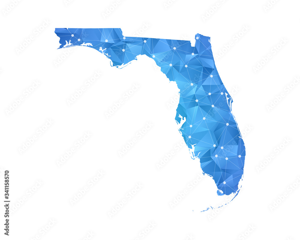 Florida Map - Abstract geometric rumpled triangular low poly style ...