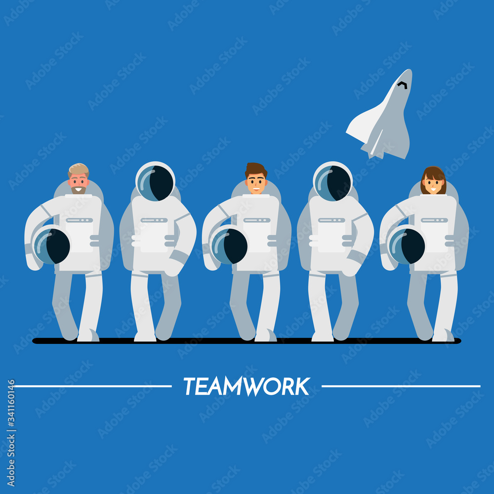 Astronauts teamwork working together, People teamwork ,Vector ...