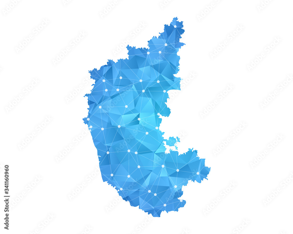 Karnataka Map - Abstract geometric rumpled triangular low poly style ...