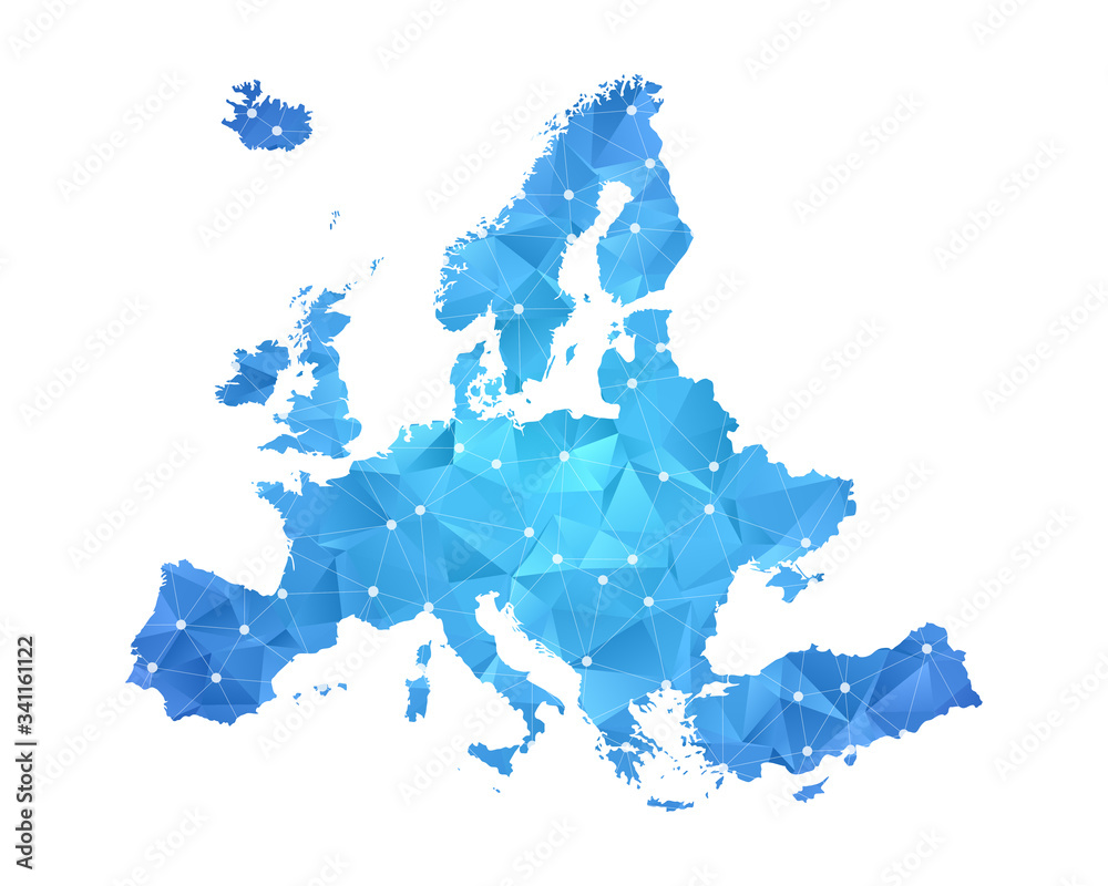 Europe Map - Abstract geometric rumpled triangular low poly style ...
