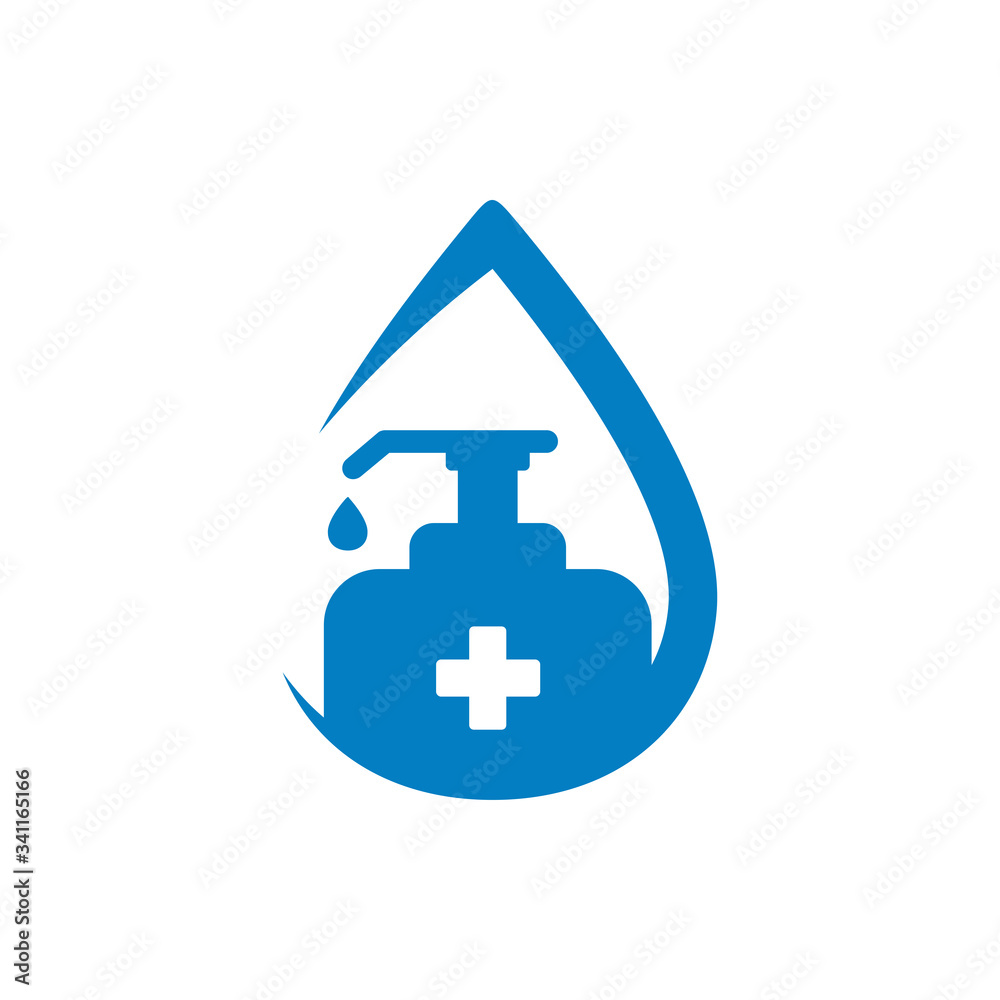 Antiseptic Logo Vector. Hand sanitizer logo design with a cross medical ...