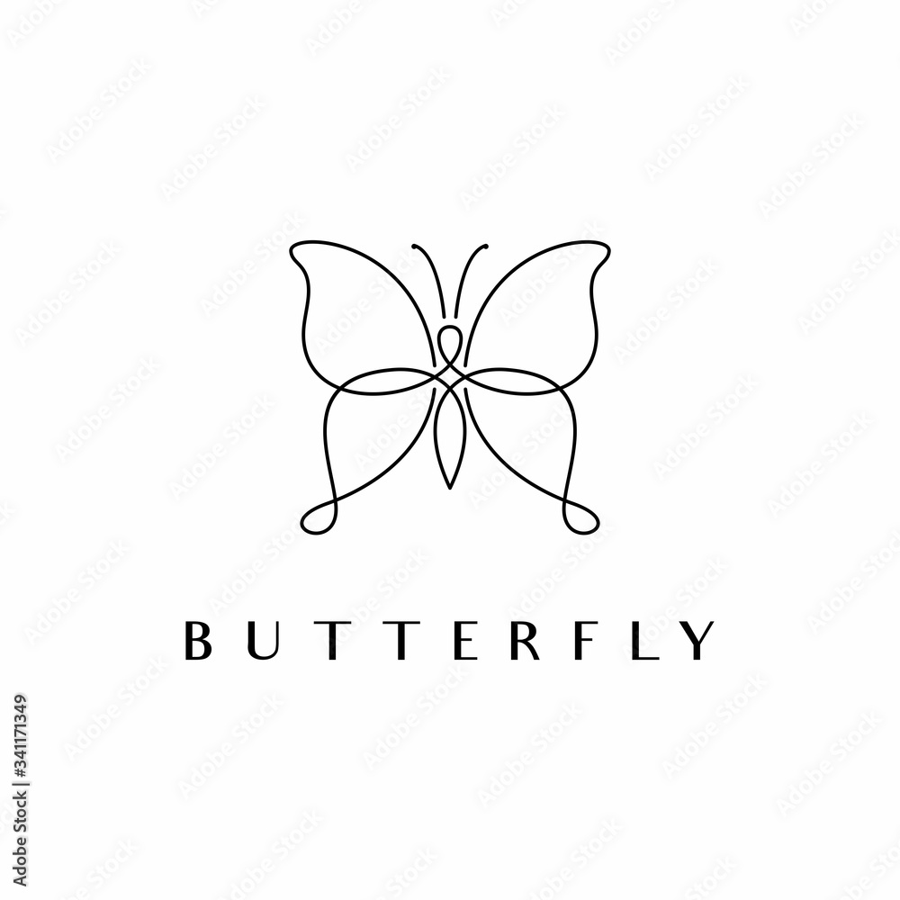 Butterfly logo design vector with Simple Minimalist Elegant linear ...