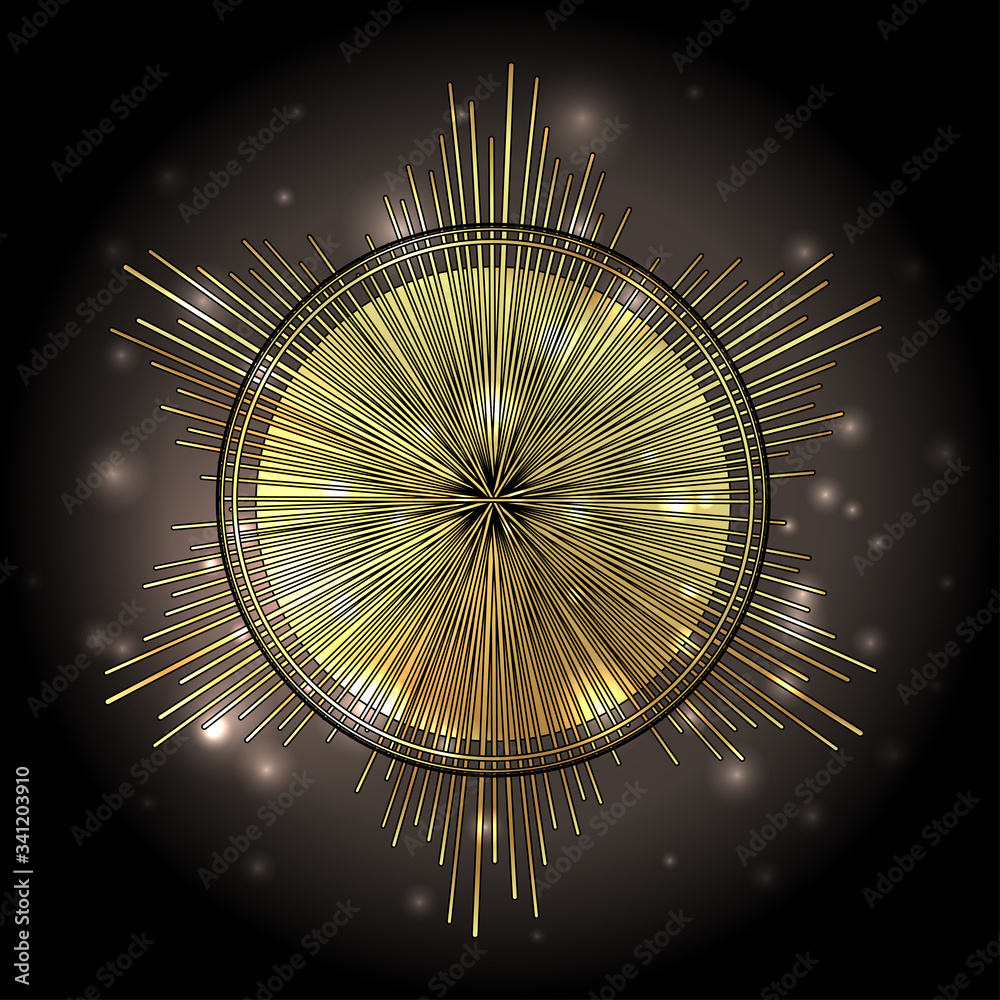 Outline drawing of rays of the sun in vintage style. Tattoo flesh ...