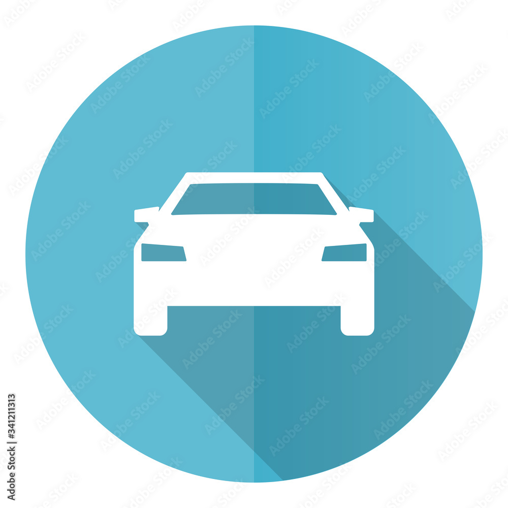 Auto blue round flat design vector icon isolated on white background ...
