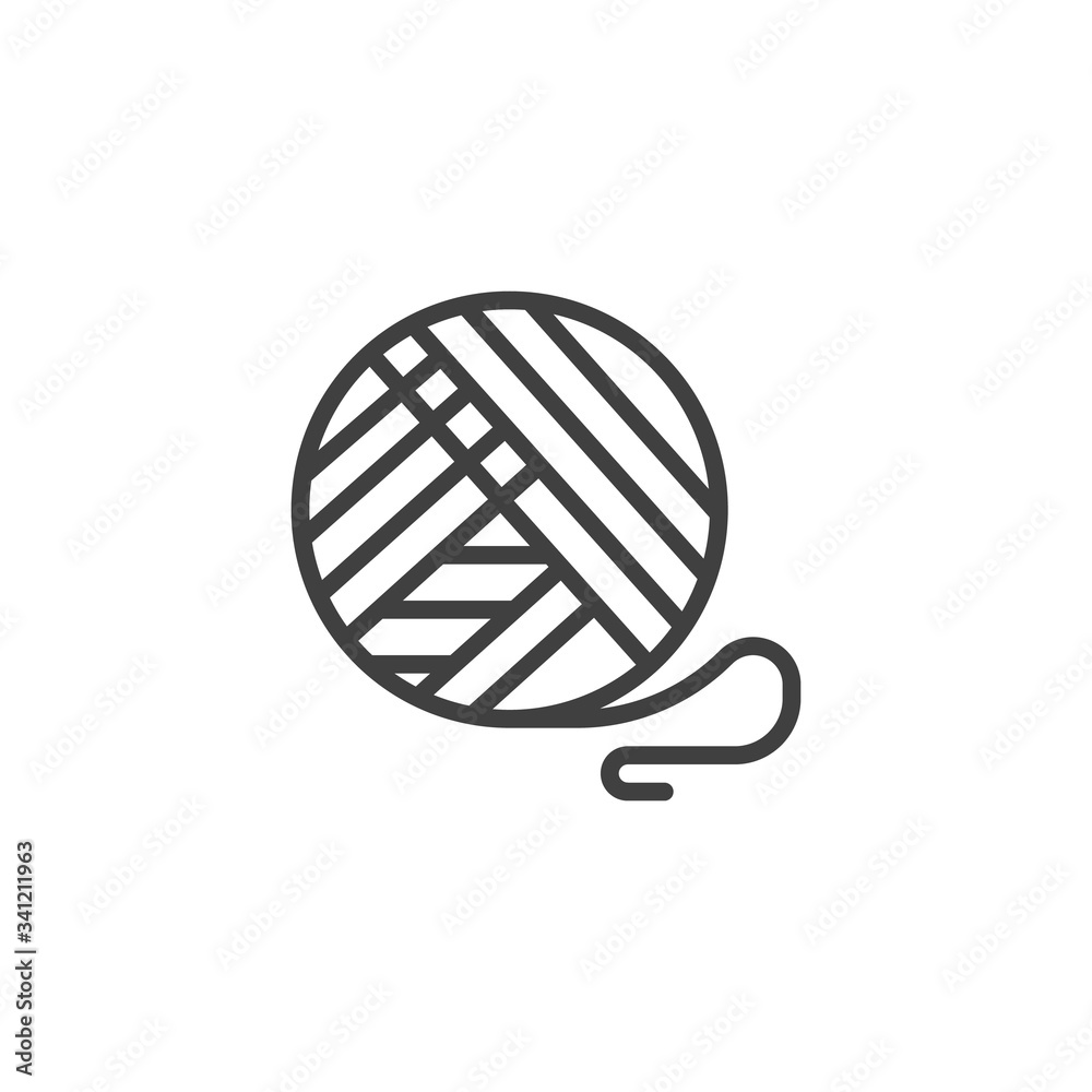 Ball of yarn line icon. linear style sign for mobile concept and web ...