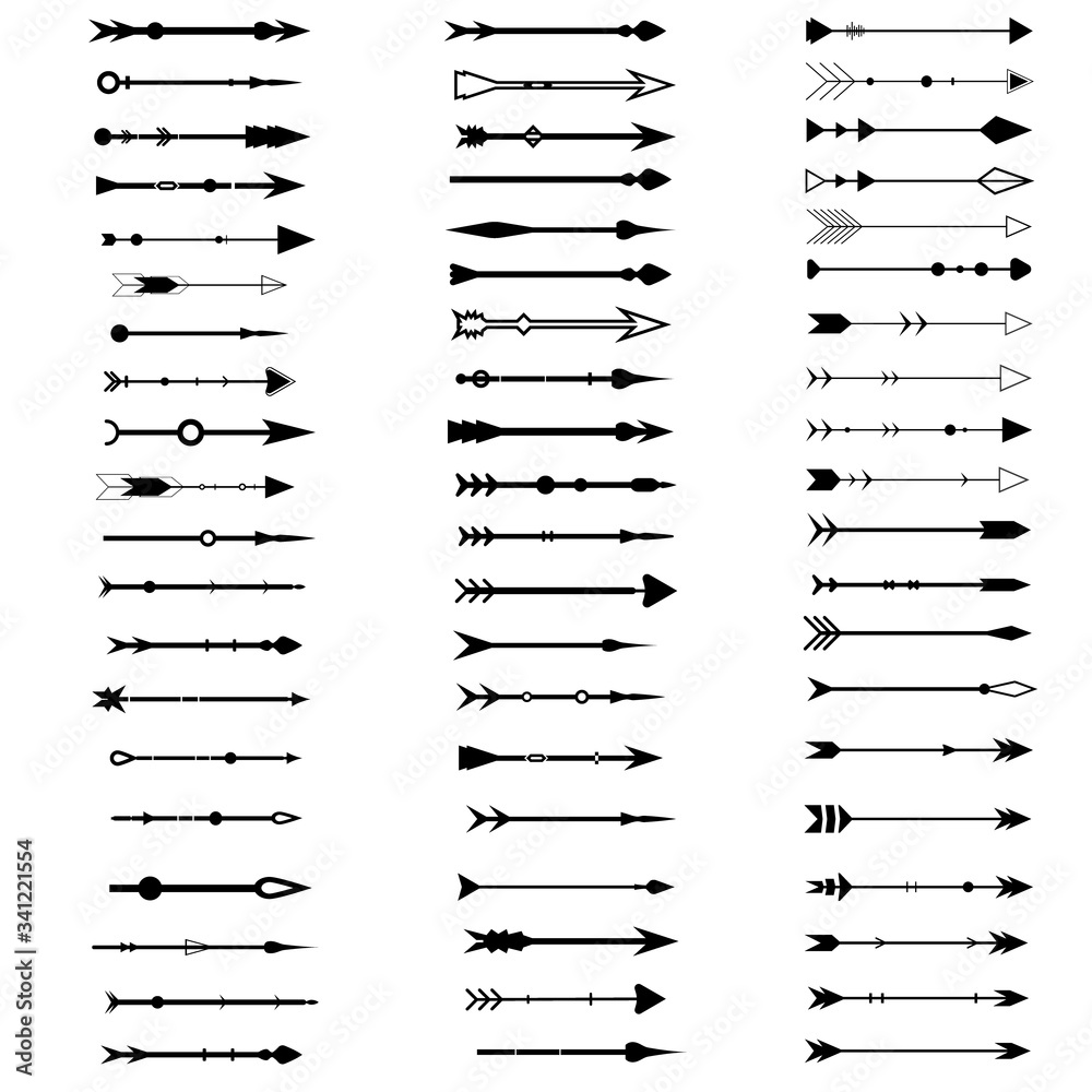 Tribal arrows on a white background. Aztec, boho elements. Retro Arrow ...